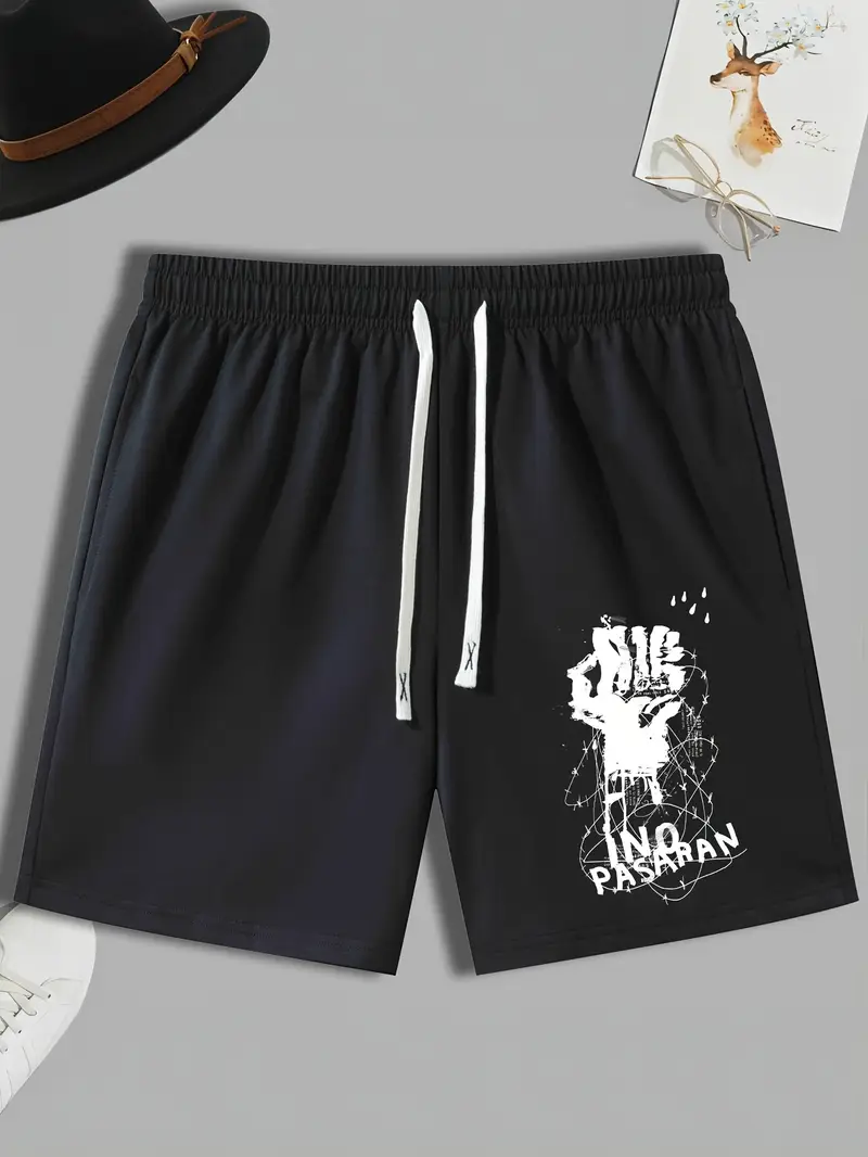 Mens Plus Size Streetwear Shorts Fist Pattern Print Temu Australia
