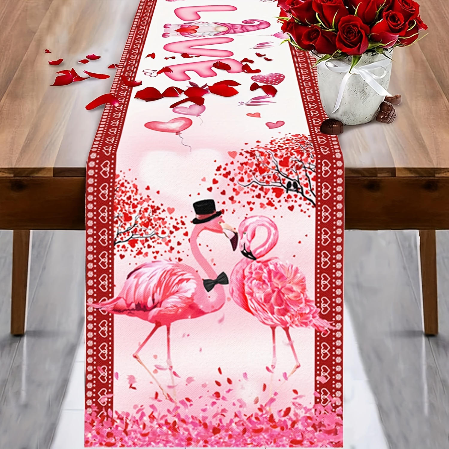 Table Runner Happy Valentine's Day Table Runner Red Heart - Temu United ...
