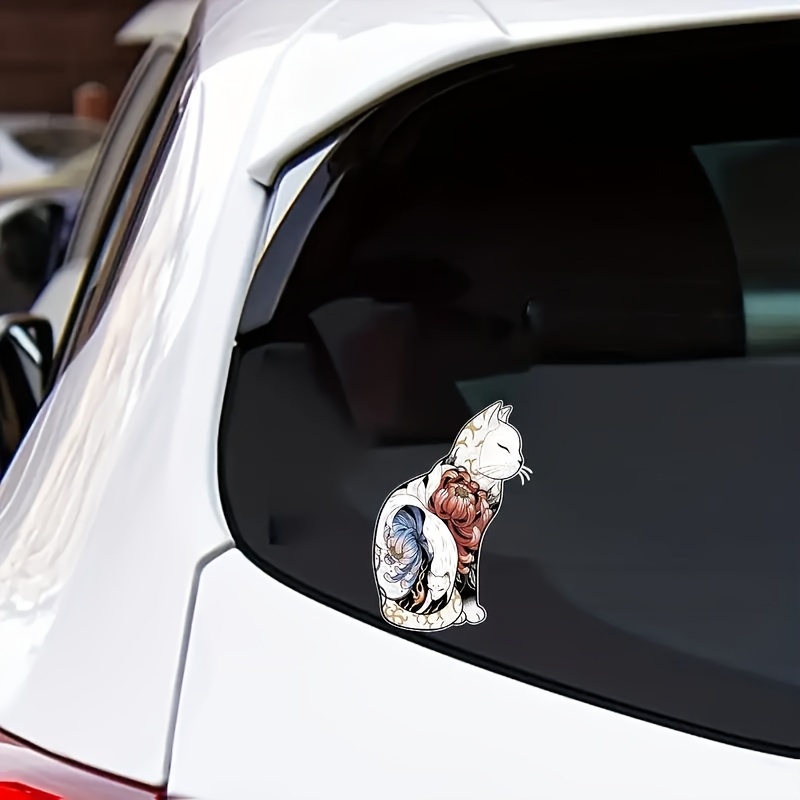 美しい花猫キツネ タトゥー ビニール防水ステッカー デカール 車のノートパソコンの壁窓バンパー 防水 耐熱 耐傷性車のス Temu Japan