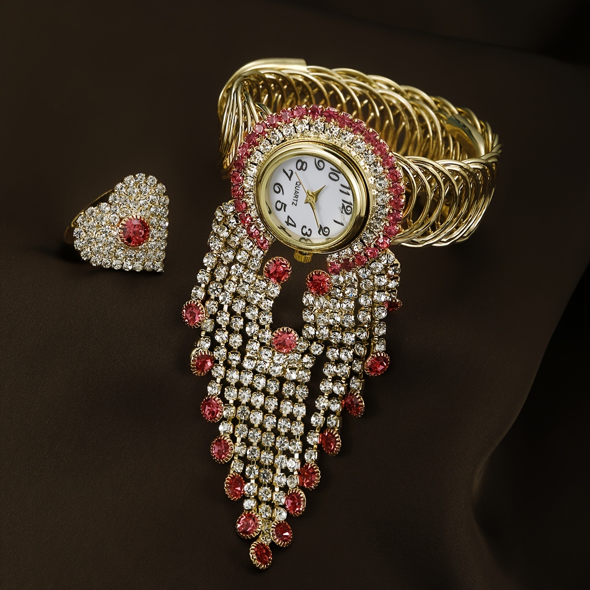 Women's Watch Rhinestone Tassel Quartz Watch Baroque Fashion Bangle ...