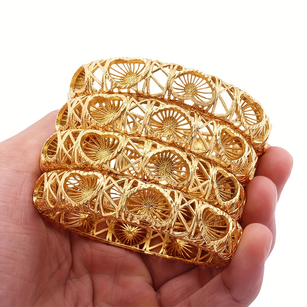 24k Plated Luxury Bangle Bracelet Elegant Hollow Flower - Temu United ...