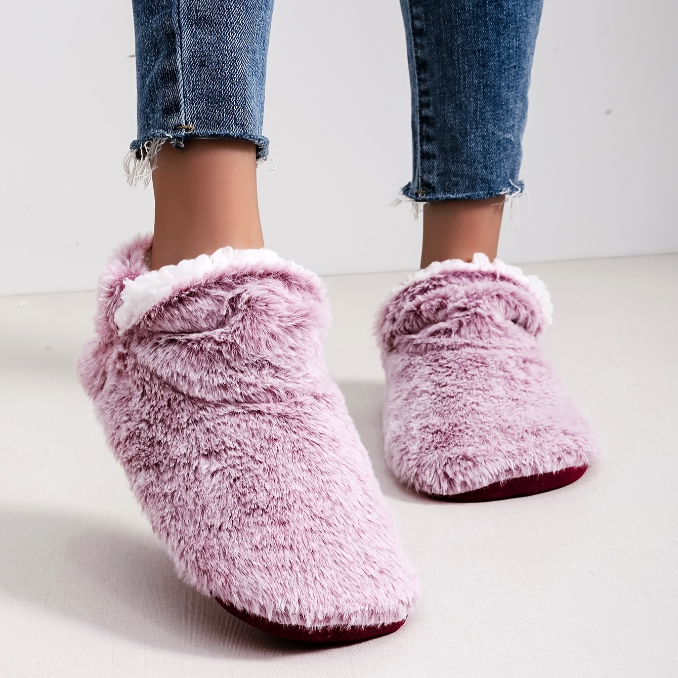 Plush Slipper Boots Winter Cozy Warm Soft Sole Slip Shoes - Temu New ...