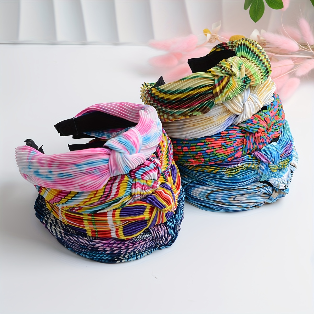 Elegant Pleated Head Band Wide Brimmed Knotted Hair Band - Temu Philippines