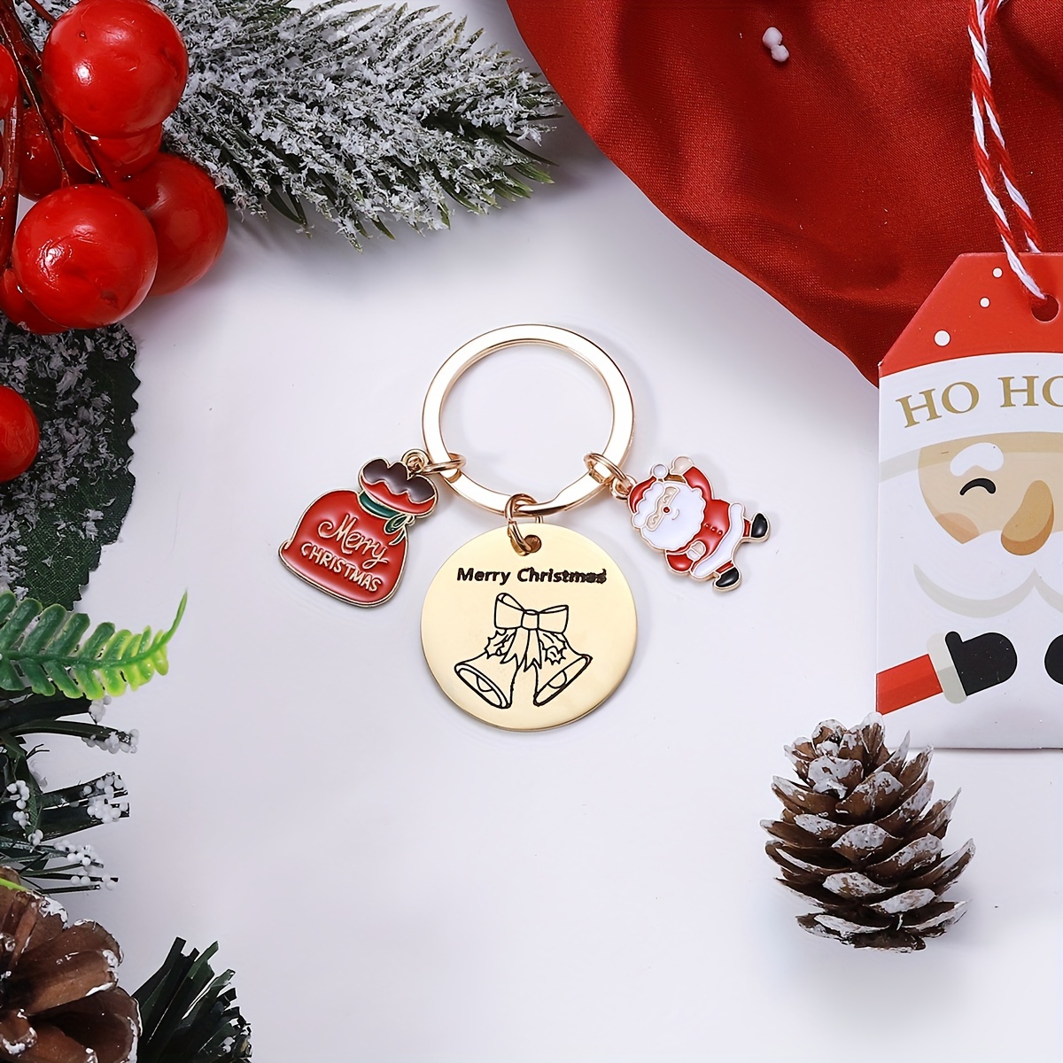 Merry Christmas Gift Keychain Cute Cartoon Stainless Steel - Temu ...