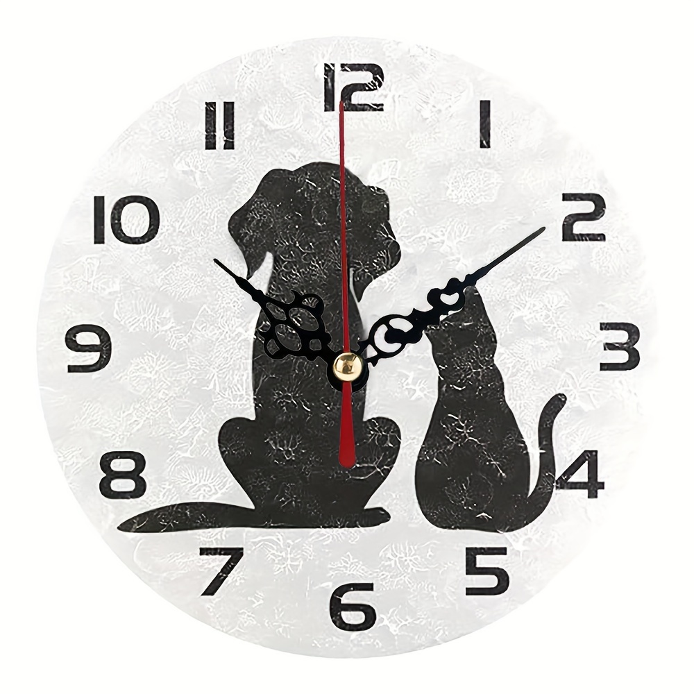 Dog Cat Wall Clock Silent Non Ticking Round Clock Living - Temu United ...