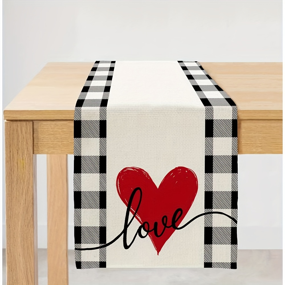 Valentine' S Day Table Runner Love Heart Seasonal Farmhouse - Temu ...