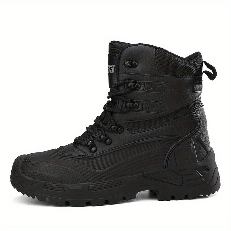 Men's Trendy Solid High Top Hiking Boots Comfy Non Slip Lace - Temu Canada