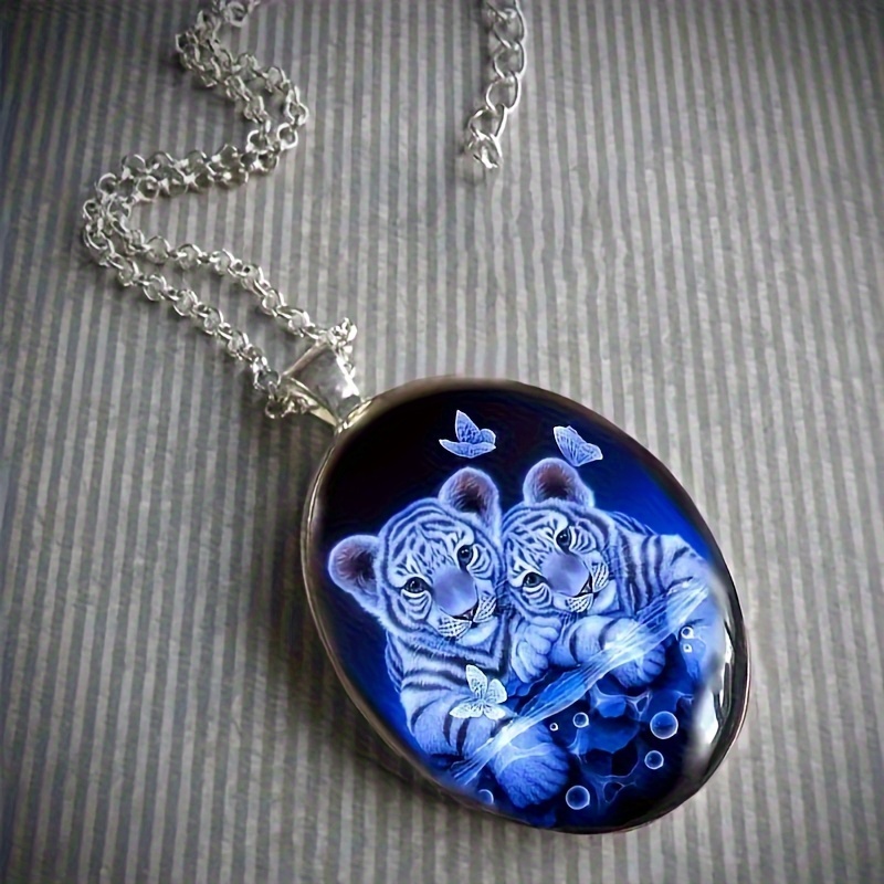 Creative Animal White Tiger Round Pendant - Temu Canada