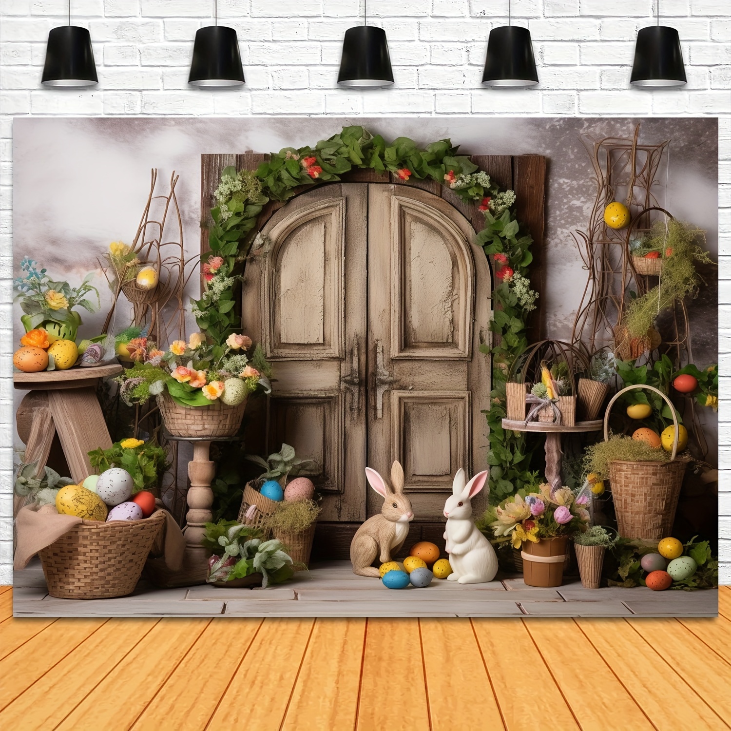 1pc Spring Easter Backdrop Easter Photography Background Easter Rabbit ...