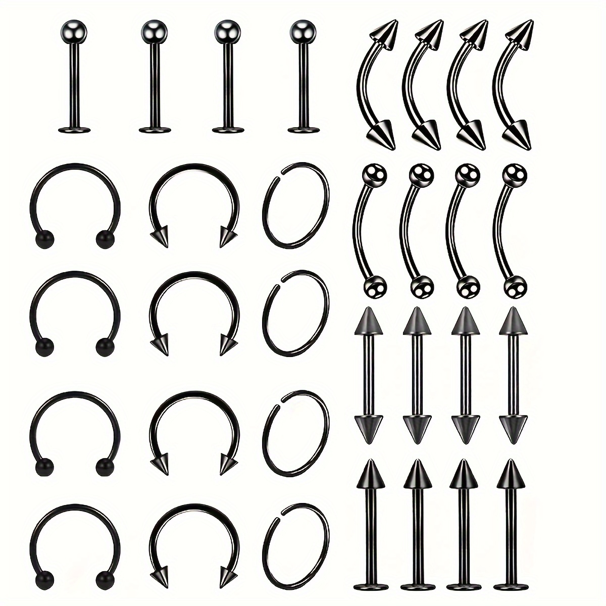 Stainless Steel Horseshoe Nose Rings Labret Tongue Eyebrow - Temu ...