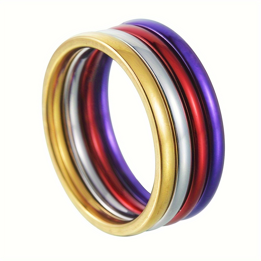 Colored Ring Set New 304 Stainless Steel Ring Jewelry - Temu United Kingdom