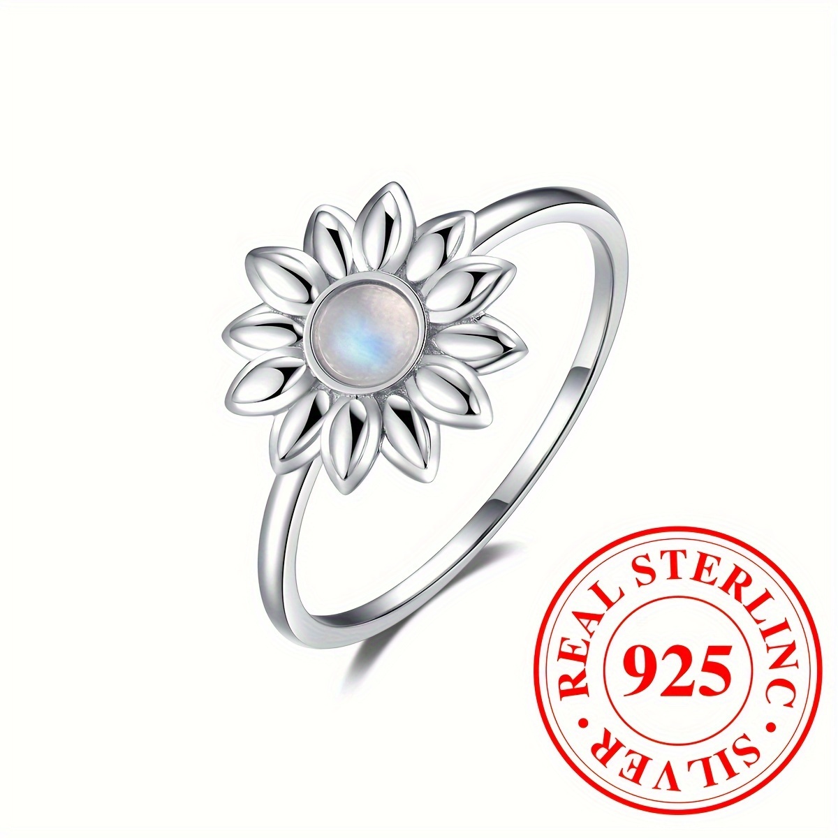 925 Sterling Silver Ring Retro Sunflower Design Paved - Temu United Kingdom