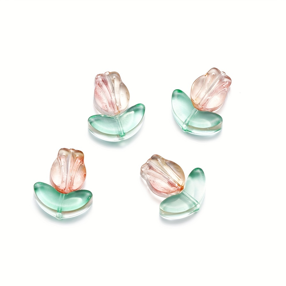 Glass Tulips Leaves Elegant Charms Diy Necklace Bracelet - Temu United ...