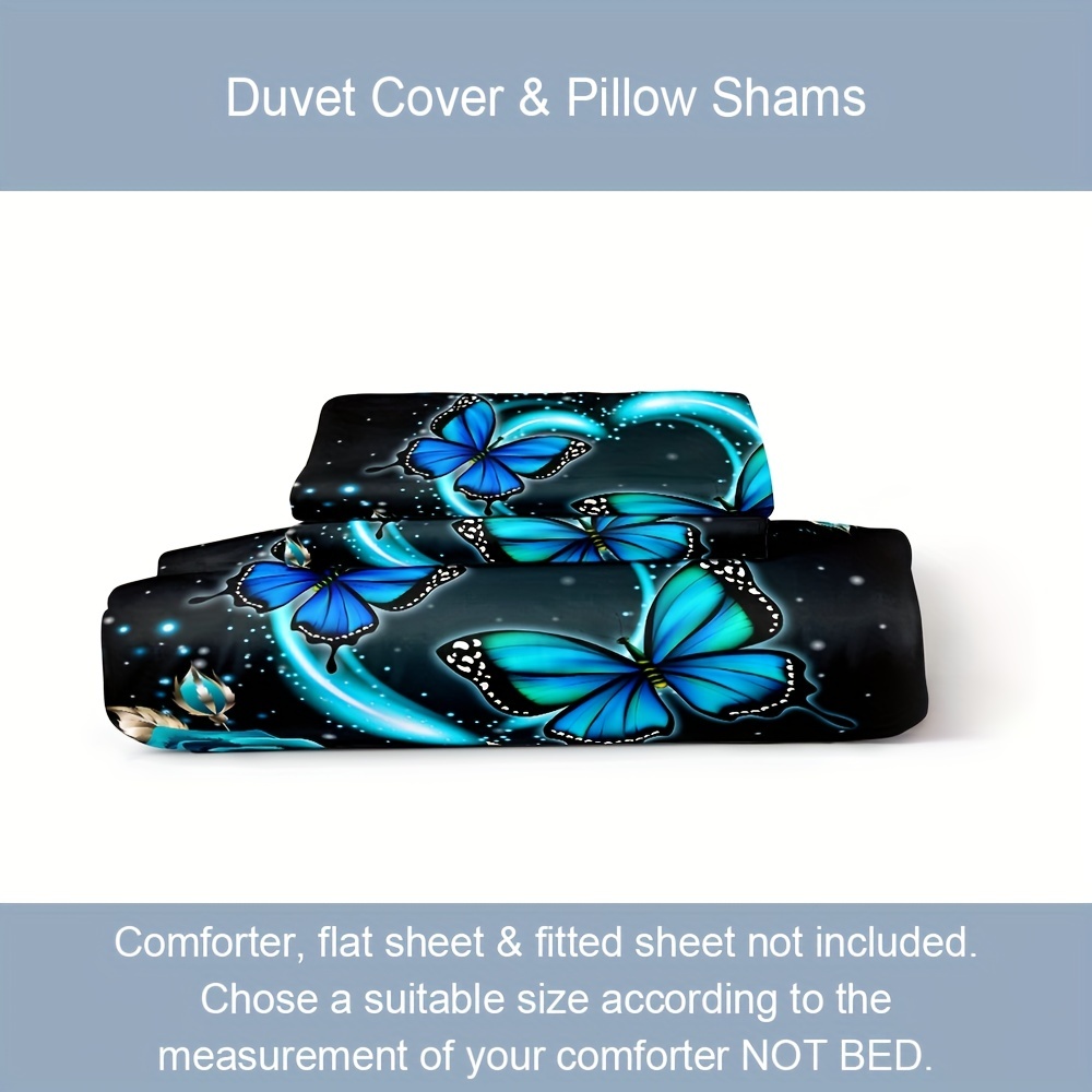 Duvet Cover Set Flower Butterfly Rose Print Bedding Set Soft - Temu