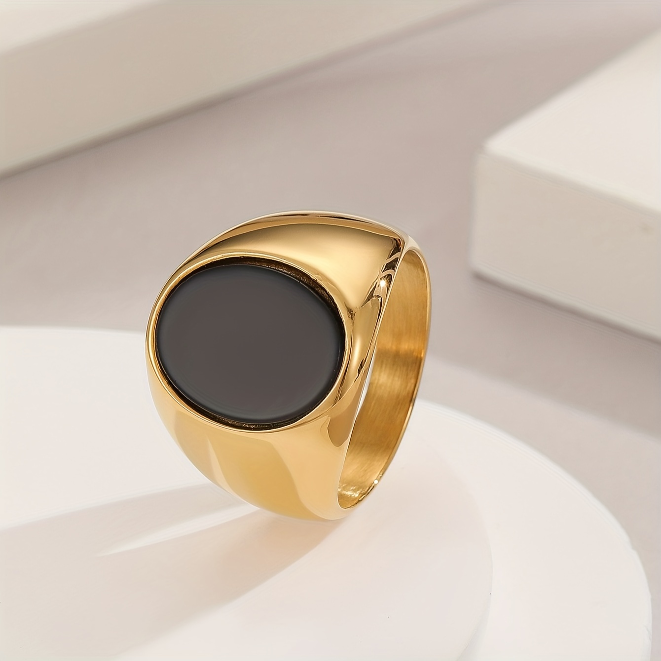 Men's Stainless Steel Hip hop Retro Rings Inlaid Synthetic - Temu ...