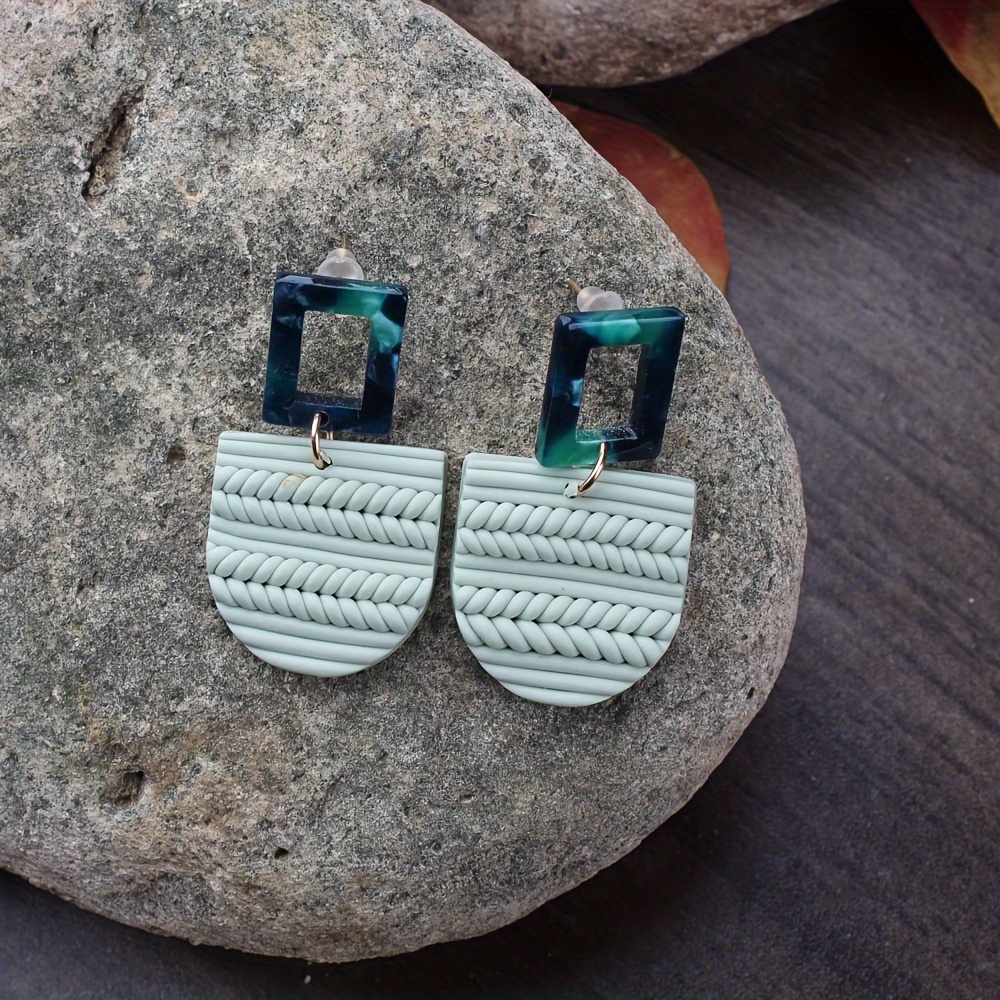 Handcrafted Polymer Clay Texture Dangle Earrings Geometric - Temu ...
