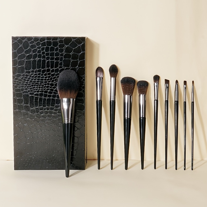 Cosmetic Brush Set Crocodile Pattern Gift Boxed - Temu Australia