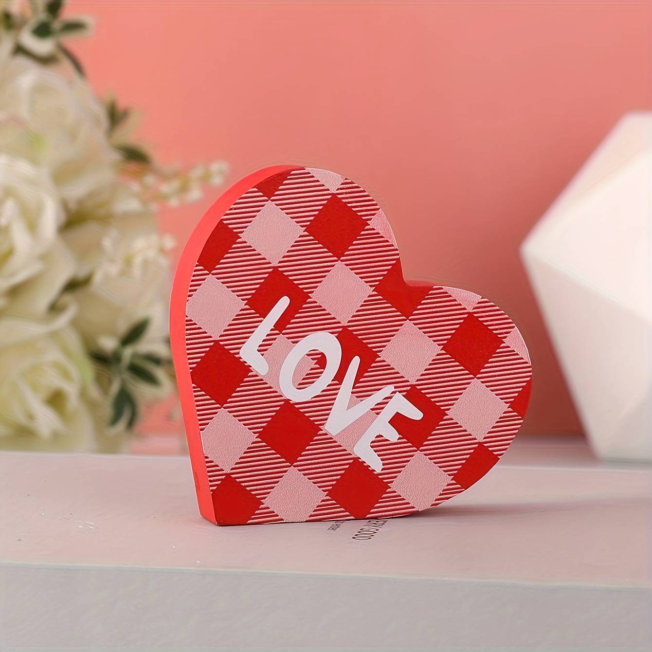 Wooden Red Heart Romantic Atmosphere Decoration Valentine's - Temu ...
