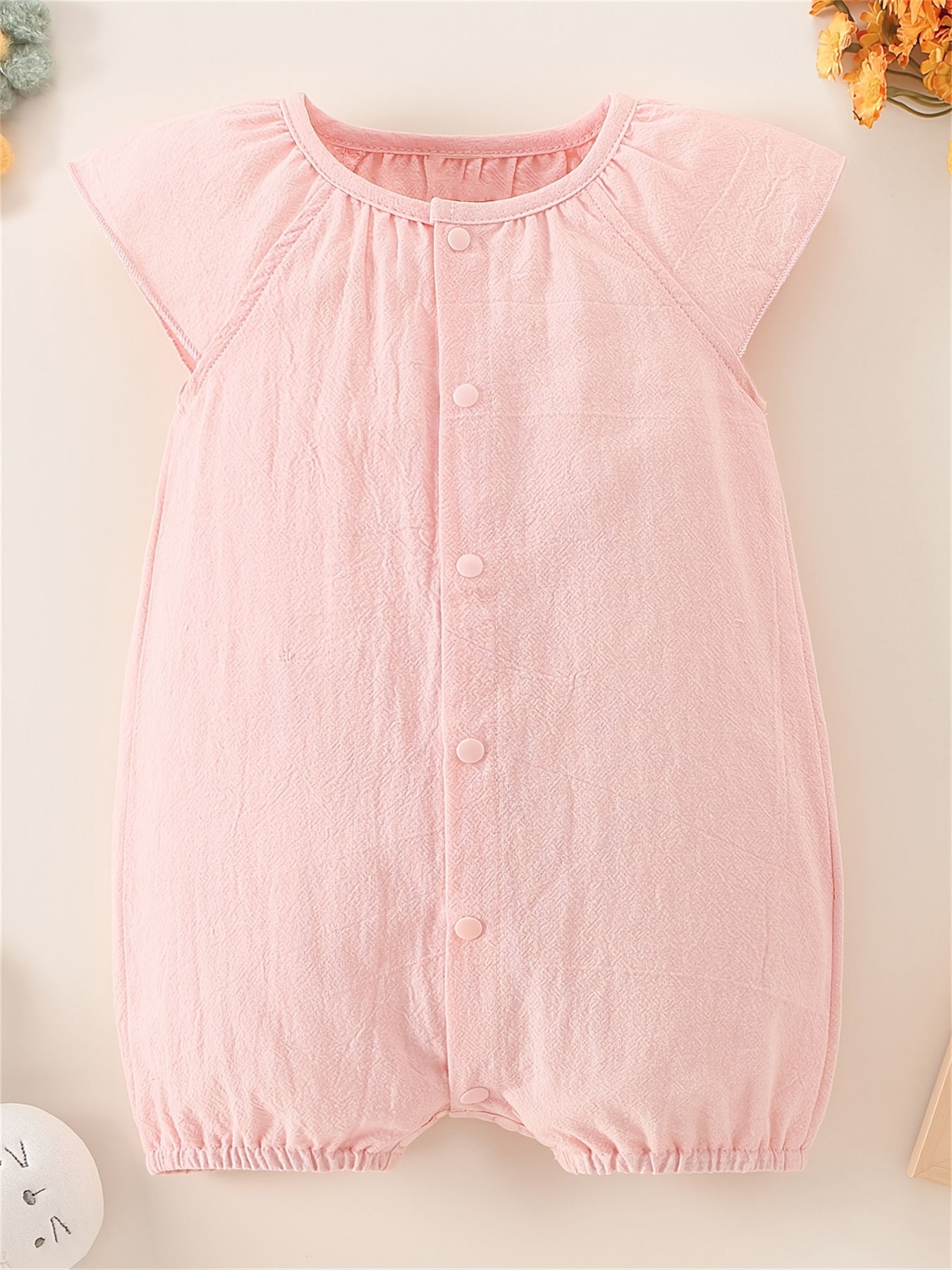 Baby Girls Solid Cotton Ruffle Jumpsuit - Temu Australia