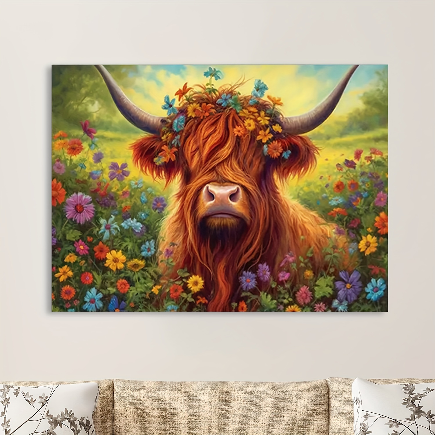 Highland Cattle Flowers Canvas Posters Prints Wall Art - Temu Canada