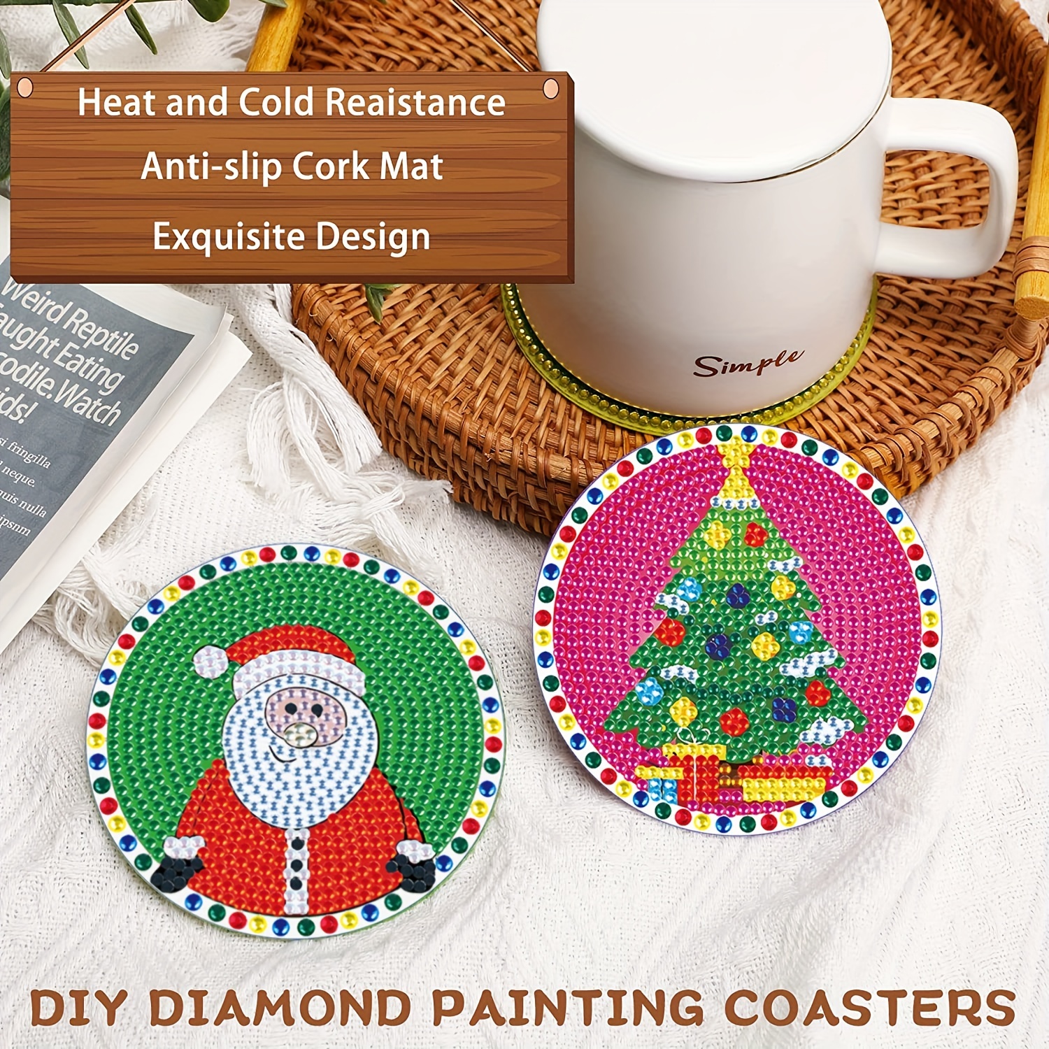 Diamond Painting Coaster Holder Diy Christmas Diamond Art - Temu Australia