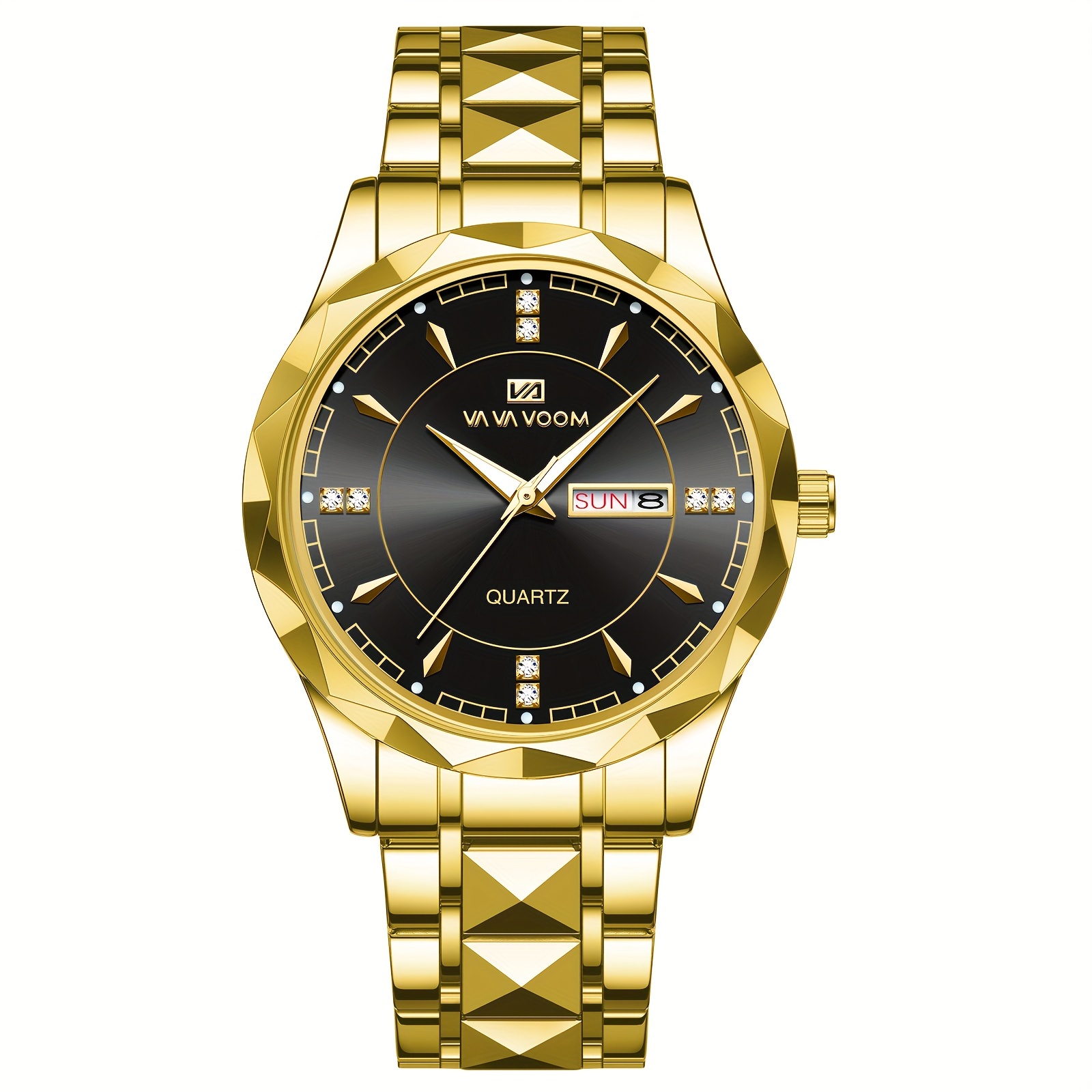 mens stainless steel watches for men luminous date calendar quartz ...