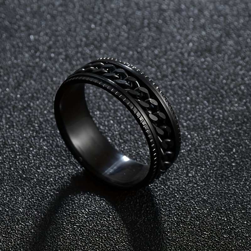 Stainless Steel Chain Rotating Ring Biker Jewelry Gift - Temu United ...