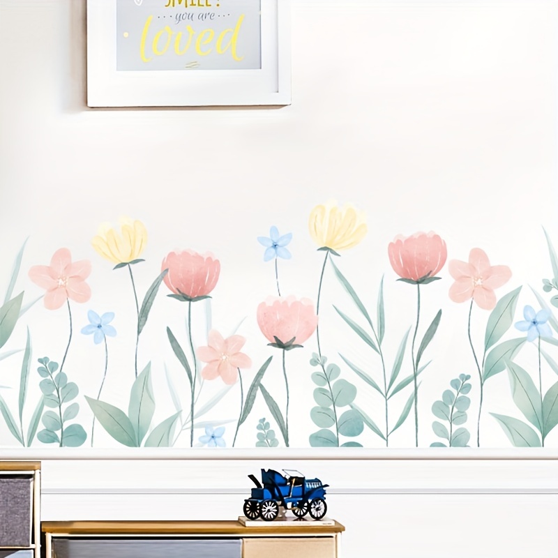 Fresh Wall Sticker Lightpink Flower Plant Pattern Self - Temu United ...