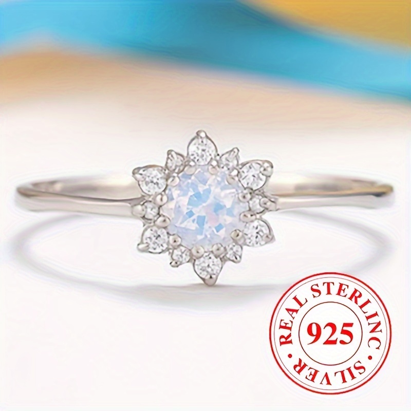 925 Sterling Silver Promise Ring Sparkling Snowflake Design - Temu ...