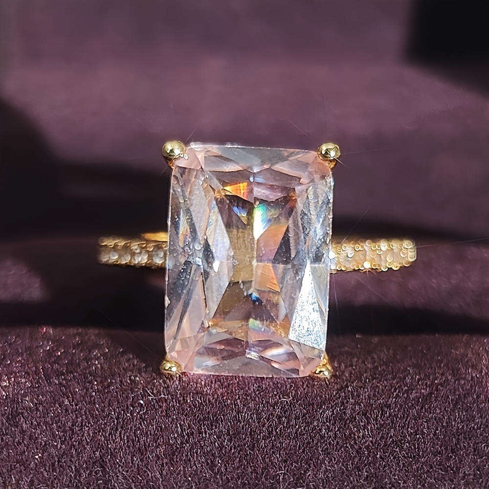 Elegant Promise Ring Inlaid Waterish Zirconia In Rectangular - Temu ...