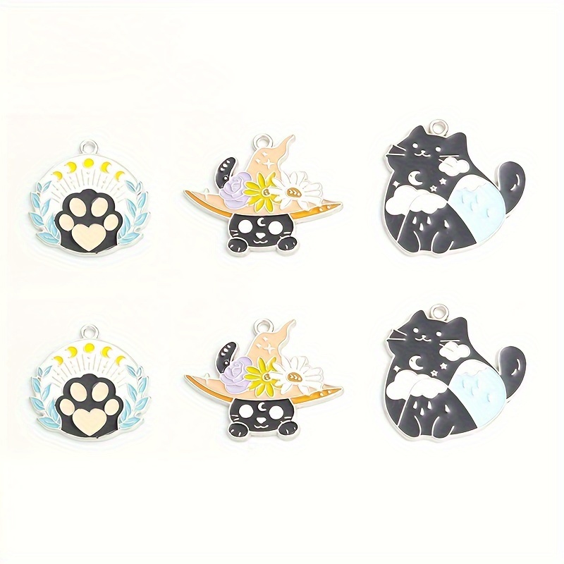 Creative Black Cat Series Enamel Charms Lovely Animal Alloy - Temu ...