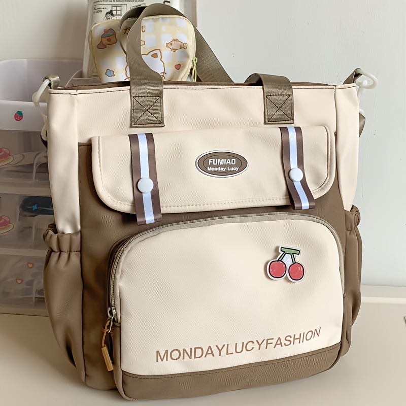 Kawaii Nylon Messenger Bag Preppy Color Contrast Shoulder - Temu Australia