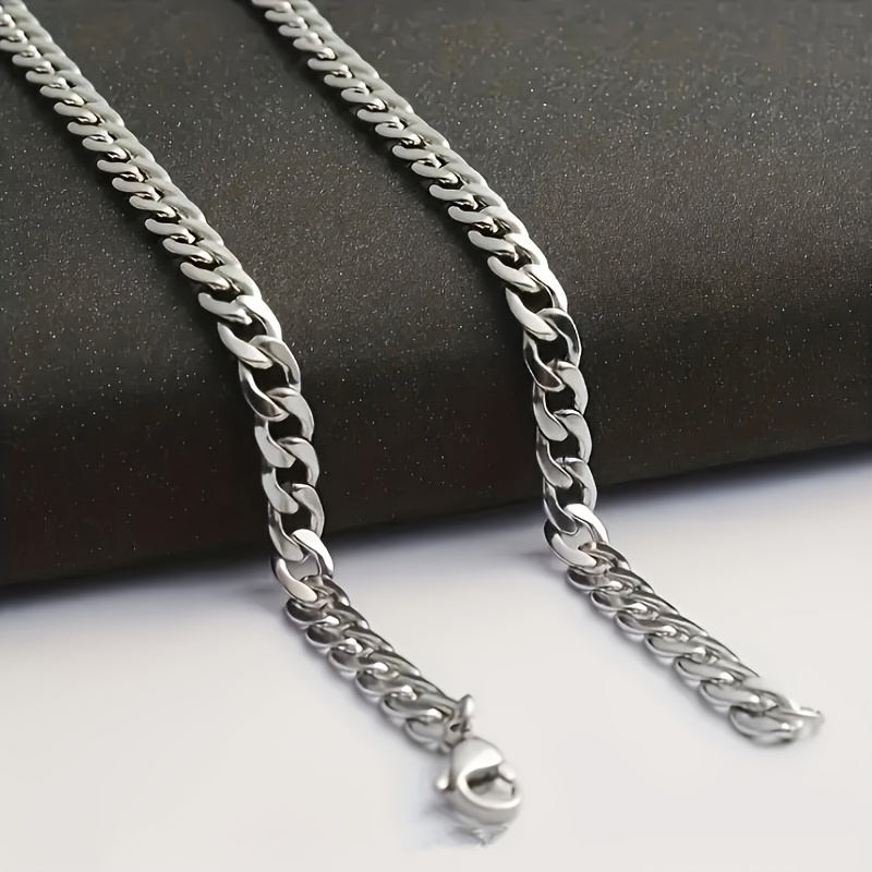 Classic Stainless Steel Cuban Chain Hip hop Style Necklace - Temu ...