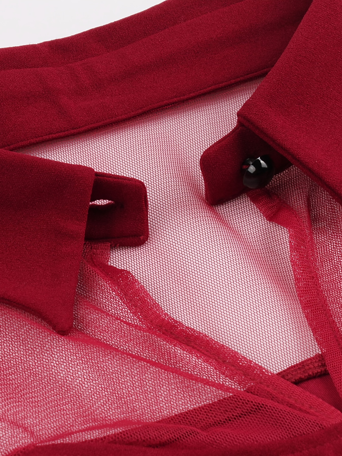 Keyhole Mesh Bell Long Sleeve Cocktail Party Dress Solid - Temu