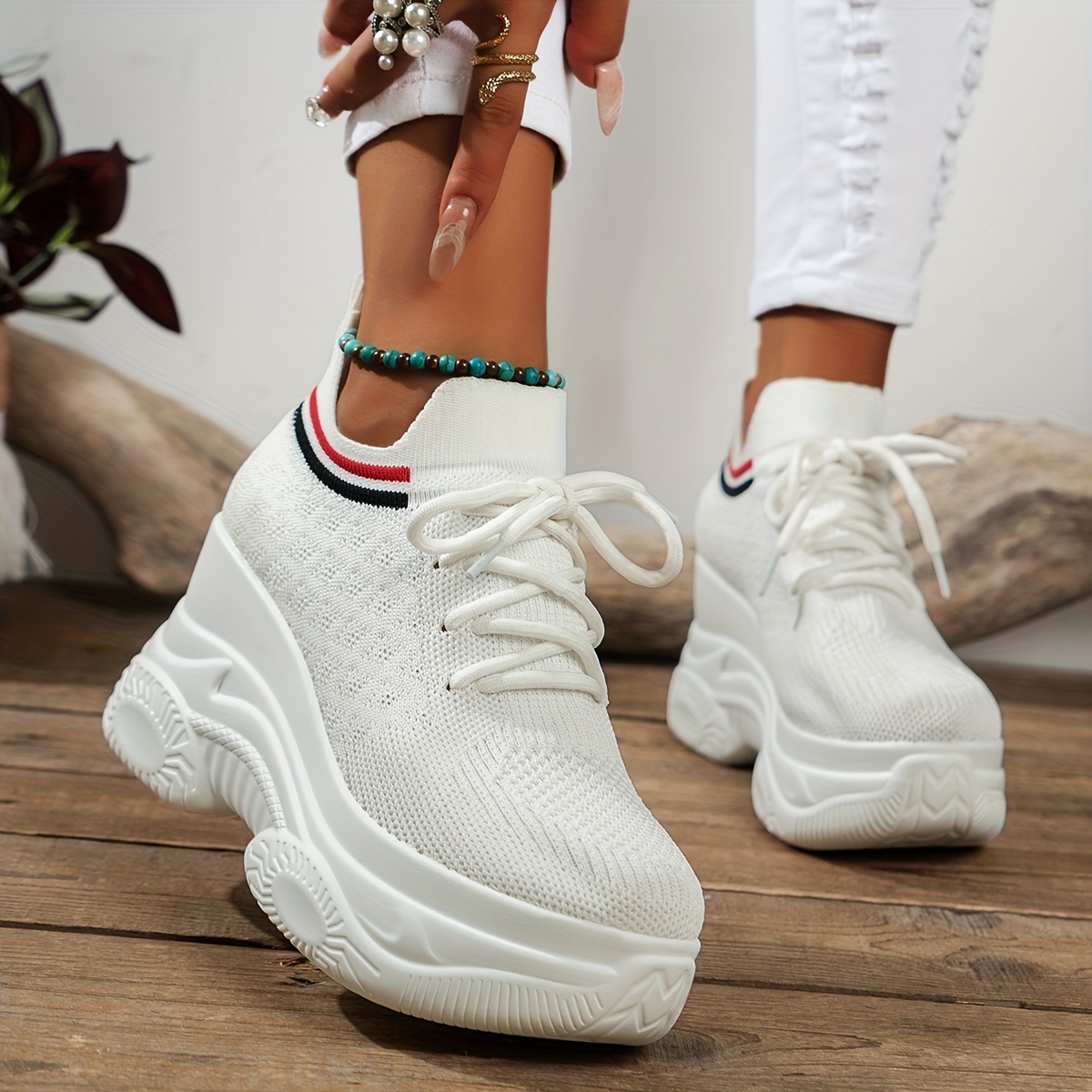 Zapatillas Plataforma Punto Transpirable Mujer Zapatos - Temu Mexico