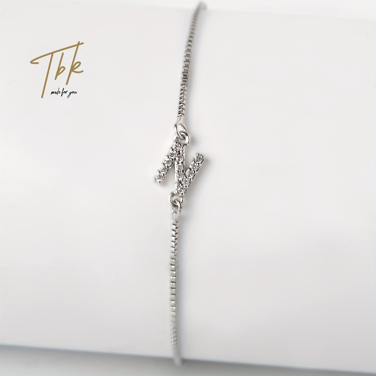 Elegant Zircon Letter Chain Bracelet Simple Adjustable Hand - Temu ...