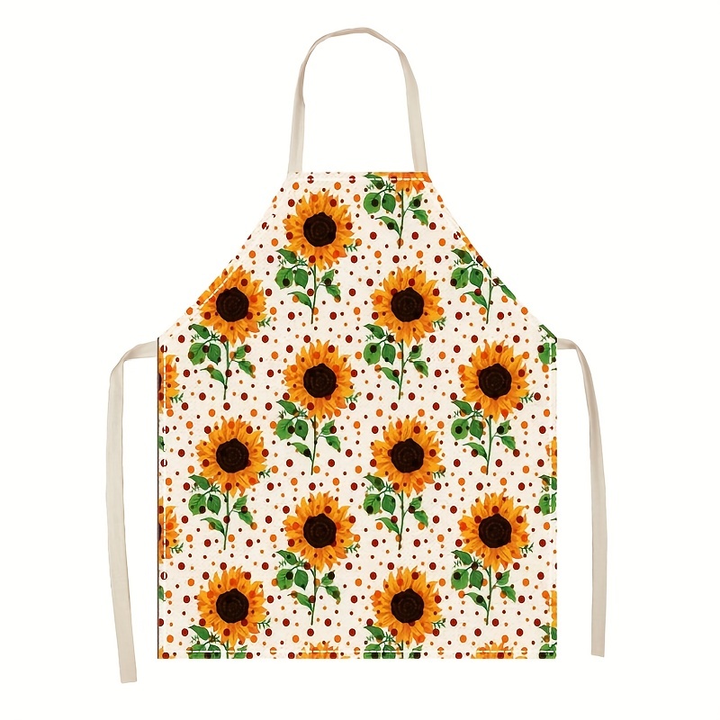 Linen Apron Floral Pattern Apron Special Work Clothes For - Temu United ...