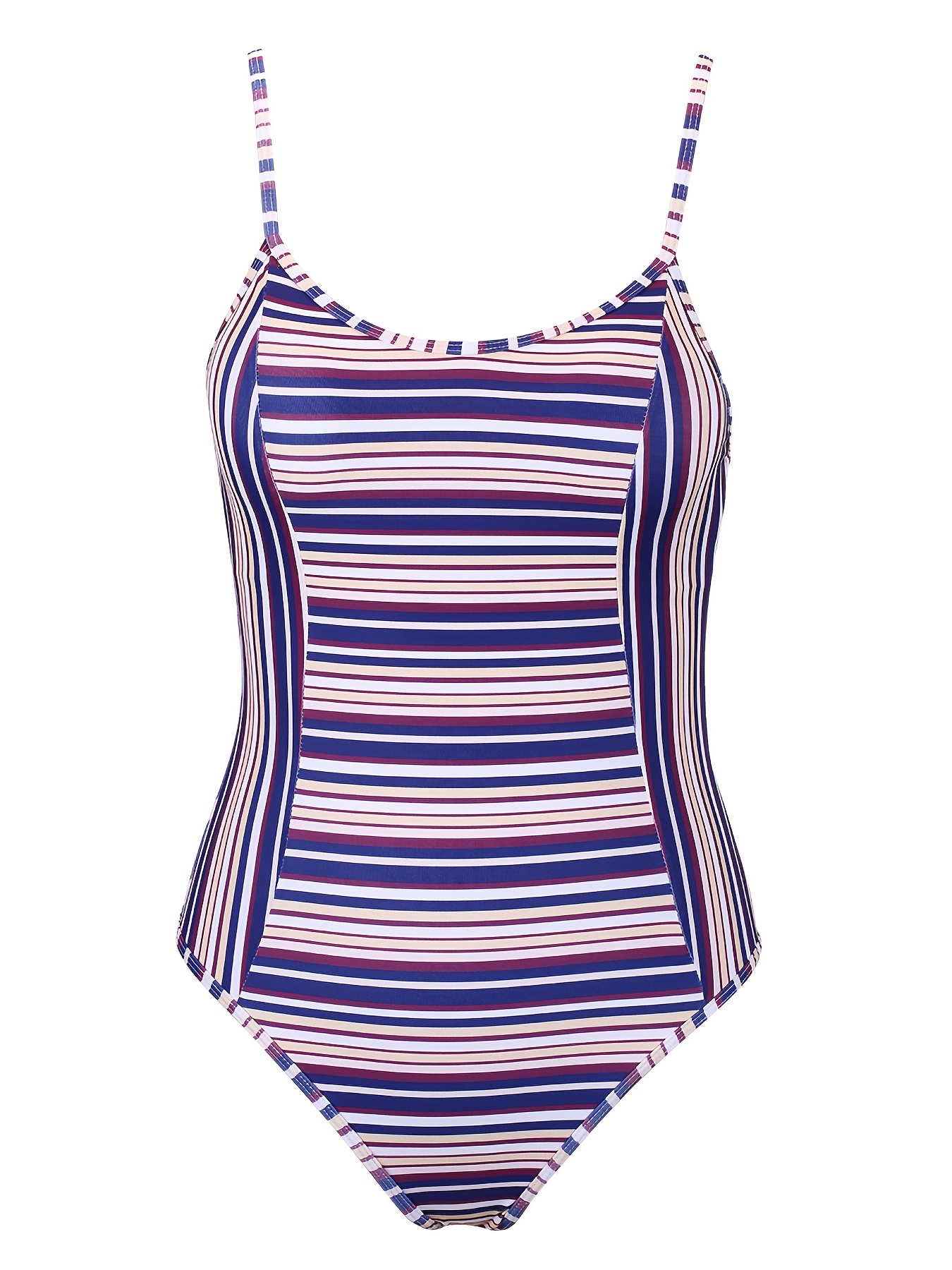 Strips Cut Out Crew Neck Swimsuit High Strech Paddings - Temu New Zealand