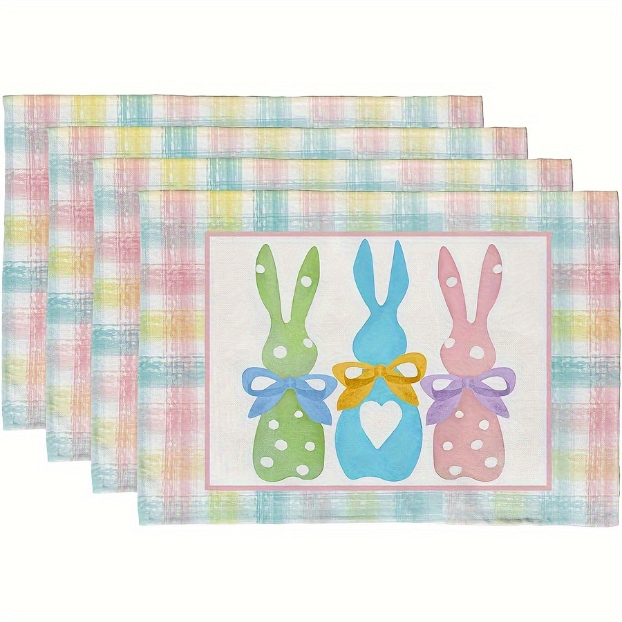 Placemats Easter Colorful Bunny Placemats Rabbit Home Dining - Temu ...