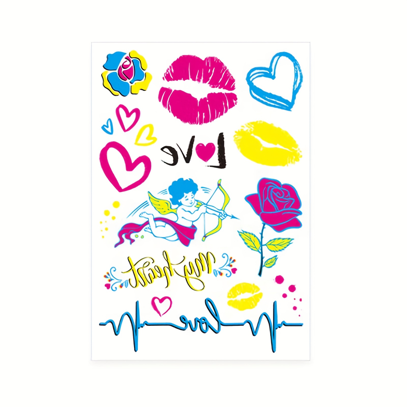 Love Heart Tattoos Stickers Valentine's Day Temporary - Temu United Kingdom