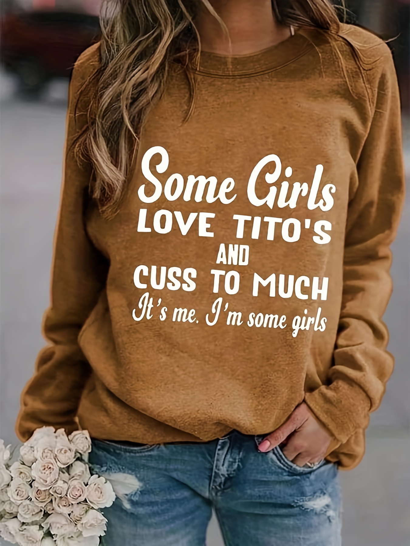 Letter Print Crew Neck Pullover Sweatsirt Casual Long Sleeve - Temu