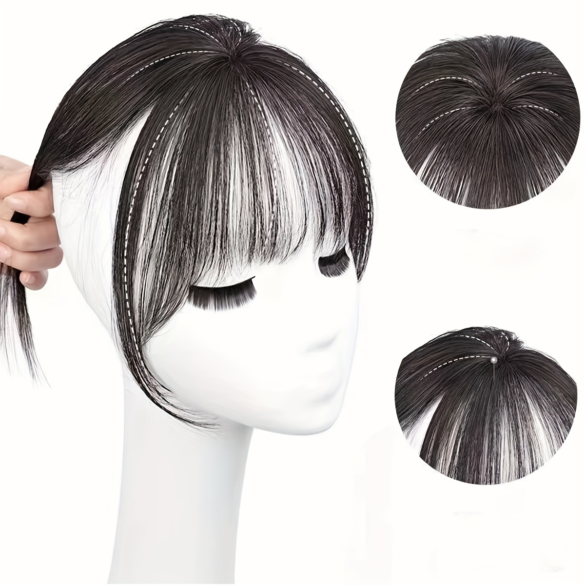 Bangs Hair Clip Human Hair Bangs Top Piece Clip In Seamless - Temu ...