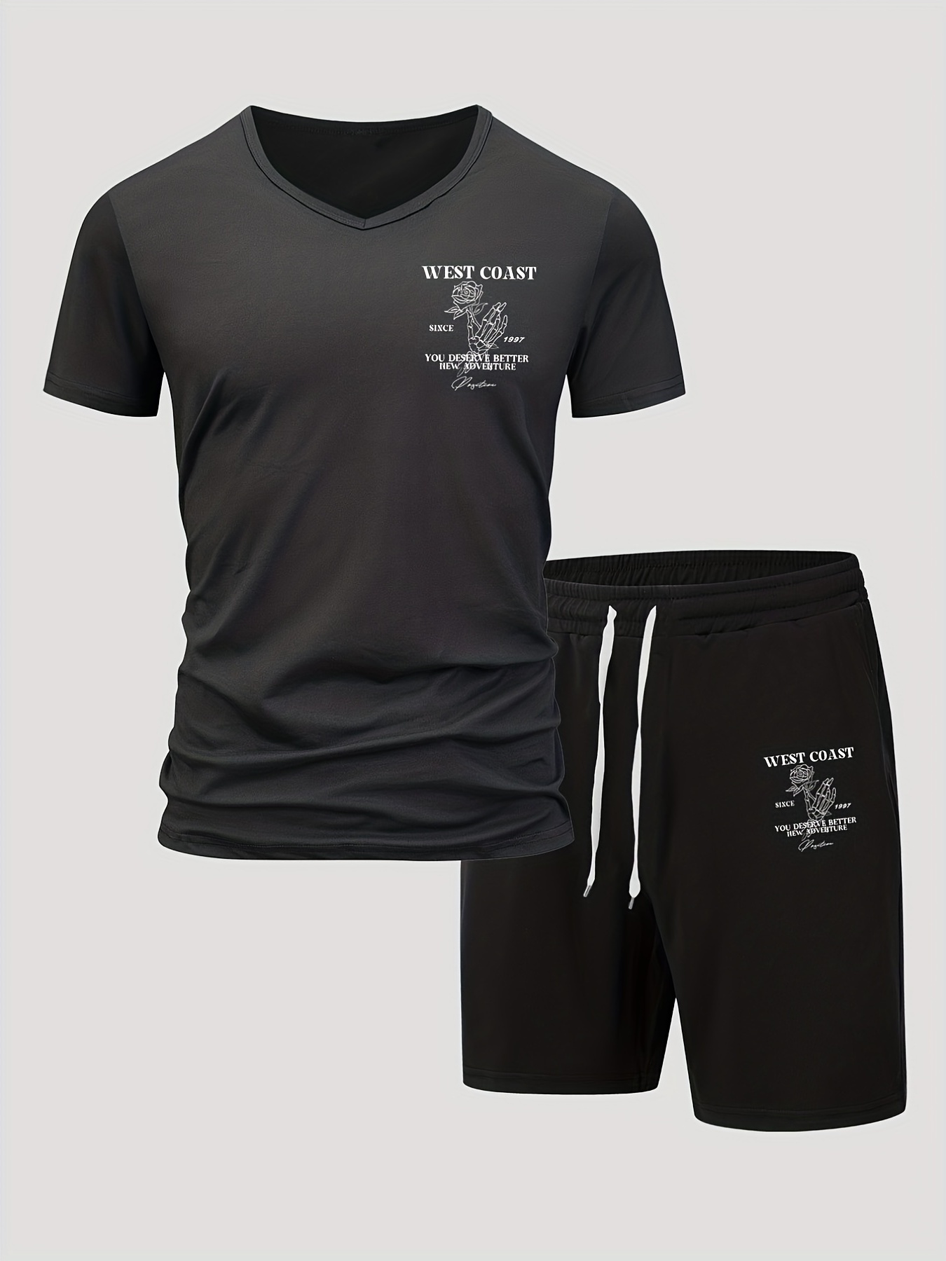 Plus Size Men's " " Graphic Crew Neck Tees Shorts Sets - Temu Australia