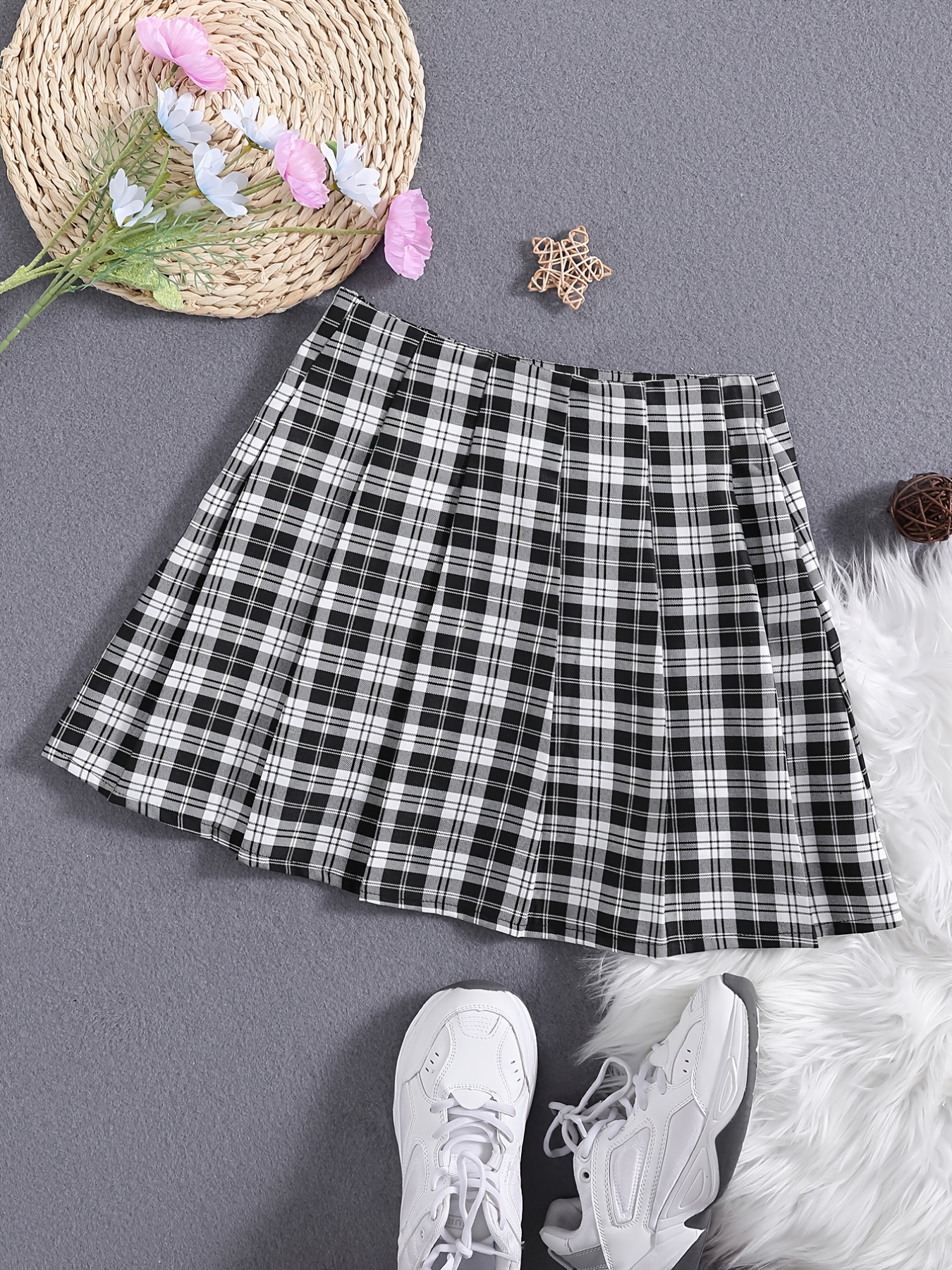 Plaid Print Loose Stylish Mini Skirts Casual Elegant - Temu
