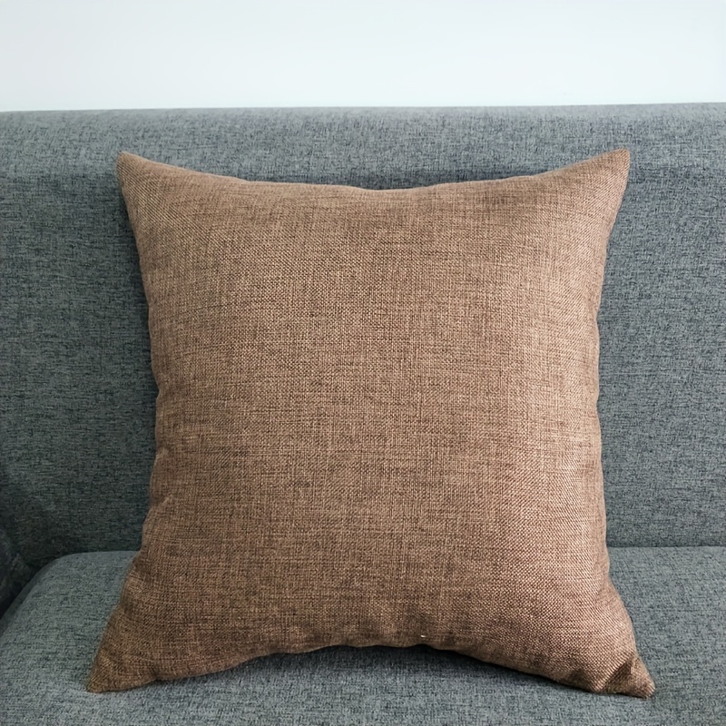 Solid Color Linen Throw Pillow Sofa Couch Car Living Room - Temu ...