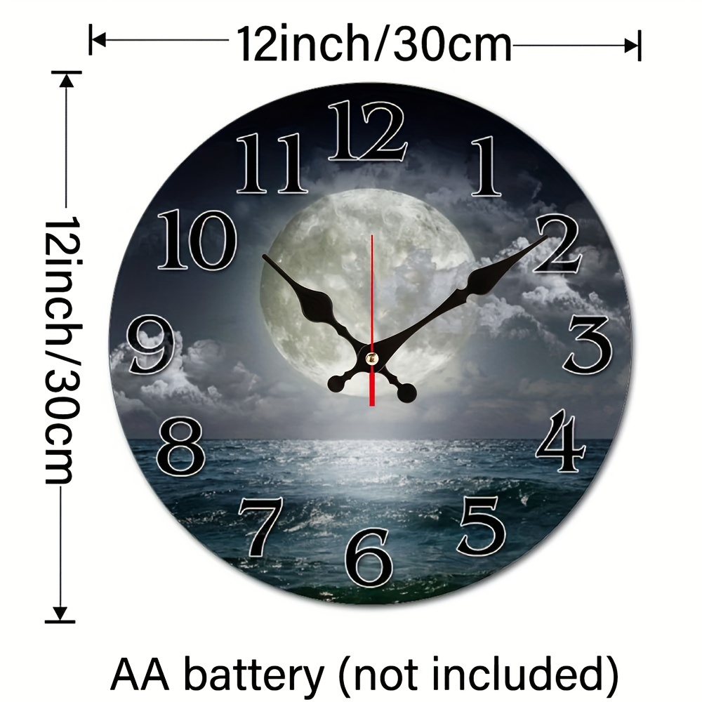 Full Moon Water Wall Clock Silent Non Ticking Battery - Temu New Zealand