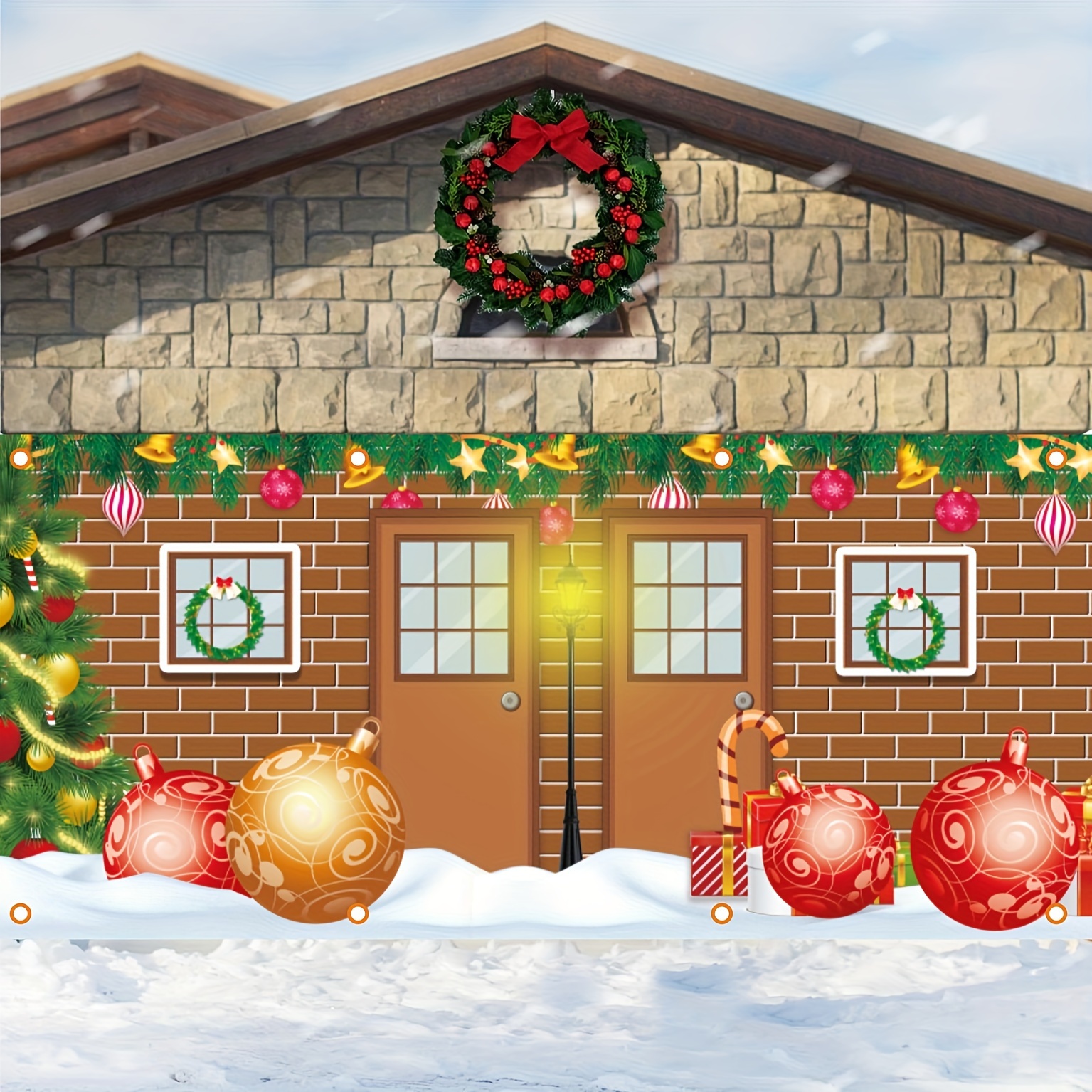 2d door banner polyester christmas door banner rustic gable - Temu ...