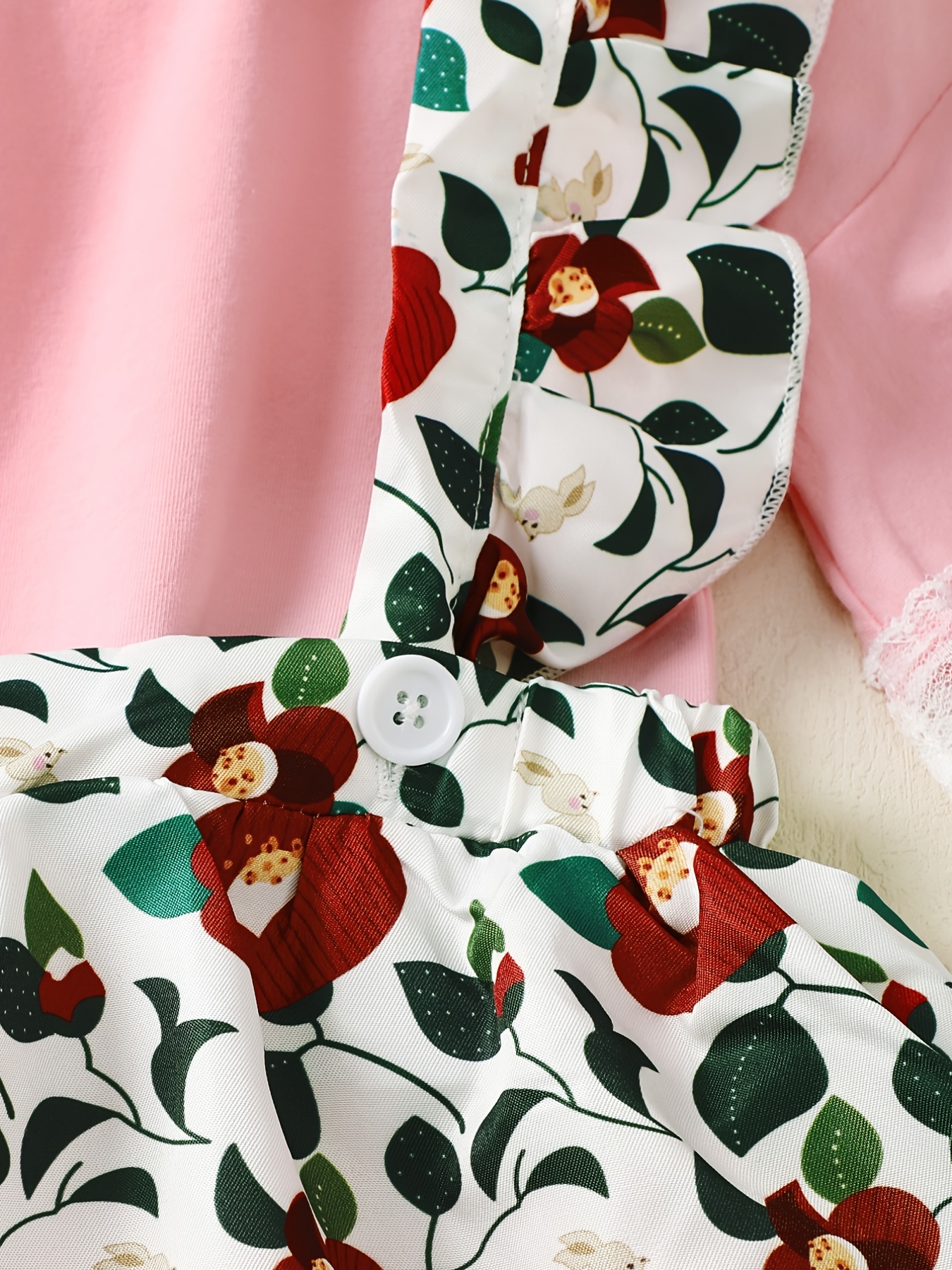 Girls Flared Sleeve + Matching Floral Pattern Suspender - Temu Australia