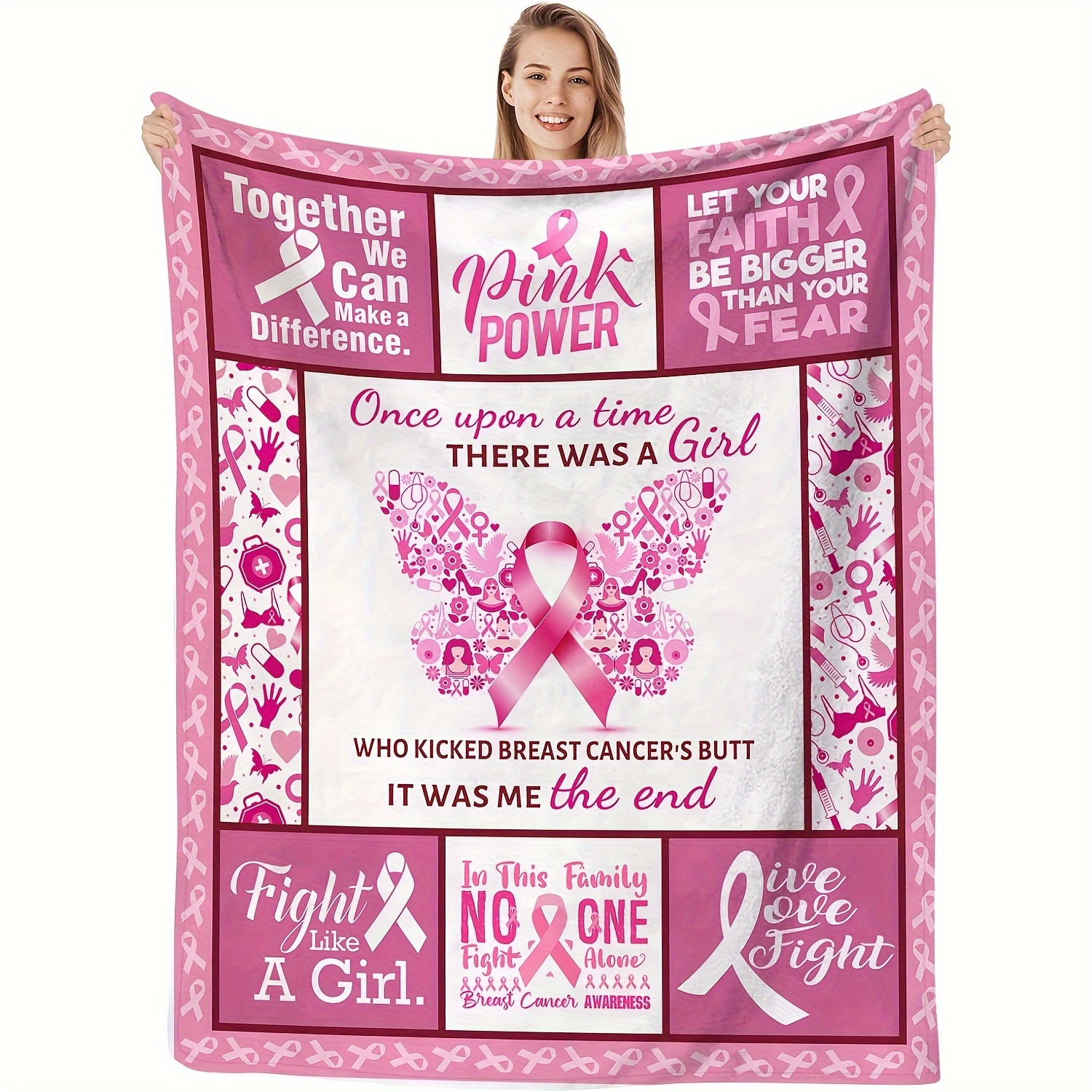 Breast Cancer Promotional Throw Blanket Gift Female Friends - Temu Canada