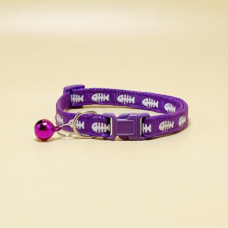 Purple Fish Bone Pattern Cat Leash Collar Set Perfect - Temu Australia